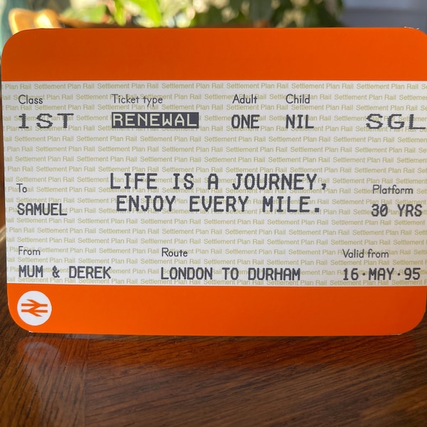 Personalised Train Ticket Birthday Card, Train Ticket, Birthday Card ...
