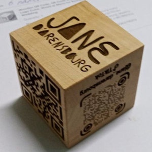 QR Code Cube, Wooden QR Code Block, Custom Logo Cube, Scan QR Menu for ...