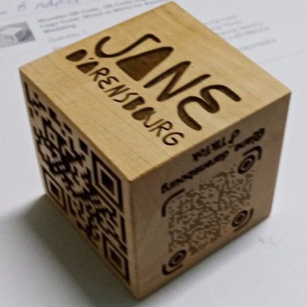 Wooden QR Code, QR Code Sign, QR Code Cube, Custom Logo Cube, Wood Qr Menu for Restaurant, Qr ...