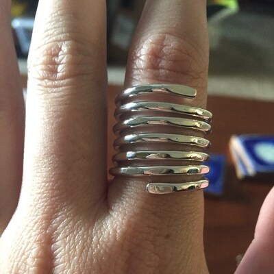 Sterling Silver Ring Heavy Gauge Spring Ring Silver Spiral Ring Twist ...