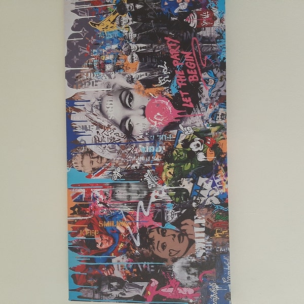 Banksy Collage Wall Art Print Modern Graffiti Wall Art Marilyn Painting ...