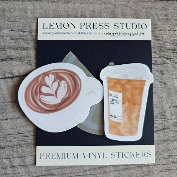 Iced Latte Sticker, Waterproof Iced Coffee Sticker for Water Bottle ...