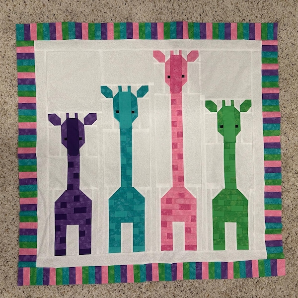 Giraffes in a Row Quilt Pattern, PDF Instant Download Modern Patchwork Baby Lap Size African ...