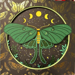 3D Luna Moth Shadow Box, Animal Shadow Box SVG, Mystical Moth Papercut ...