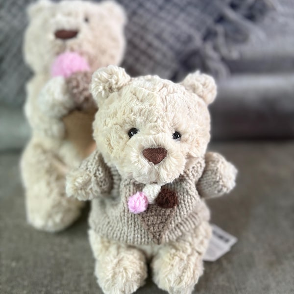 SMALL Teddy Bear Clothes. Hand Knitted Bear Jumper for a 26-28cm (10 ...