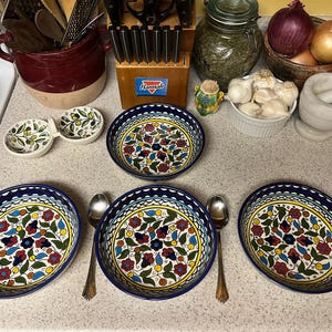 Bowls Flat Style Set of 4 Ceramic Handmade 15 Cm Palestinian Pottery ...