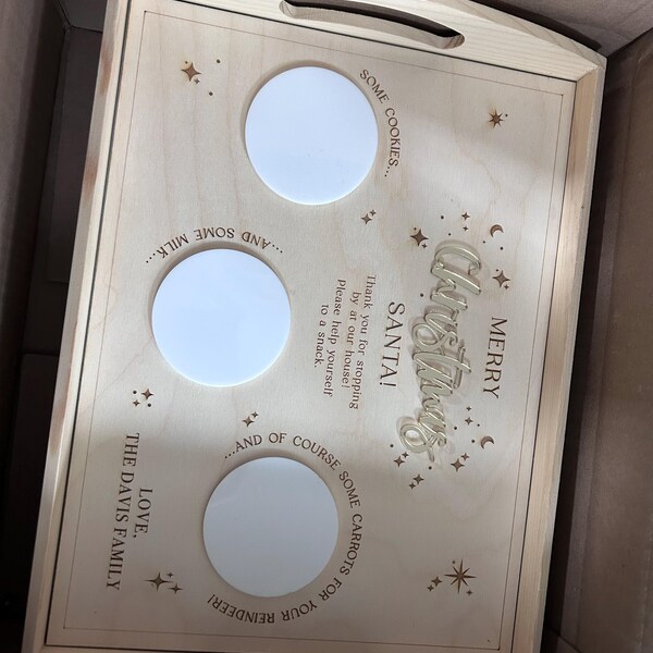 Personalized Santa Cookie and Milk Tray With Handle Santa Cookie Plate ...