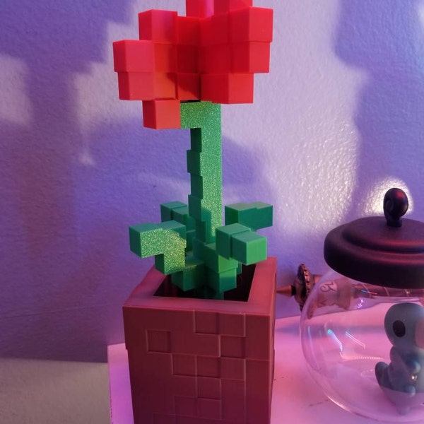 Minecraft Style Rose - Custom Colors - Desk Accessory - Gift for Gamers ...