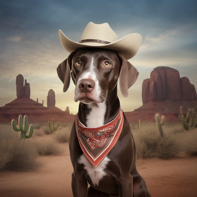 Custom Cowboy Pet Portrait Personalized Dog and Cat in Cowboy Costumes ...