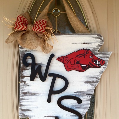 Arkansas/state/wps/monogrammed/razorback Door Decor/rustic/dorm Decor ...