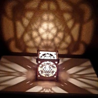 Buy Tibetan Hindu Sri Yantra Wooden Tealight Shadow Lantern Candle ...