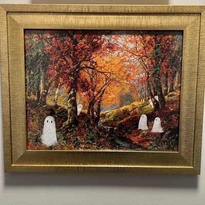 Cute Ghosts in Vintage Landscapes Gallery Wall Art Set of 5 Spooky ...