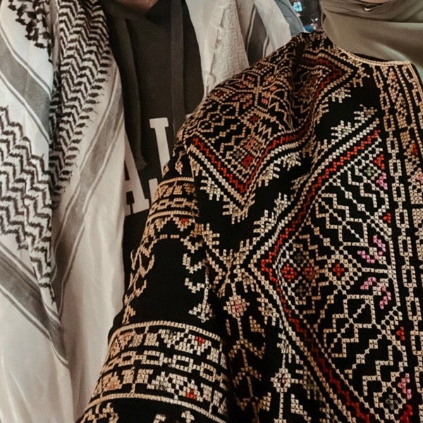 Red Embroidered Shawl Scarf Wrap Palestine Jordan Heritage Traditional ...