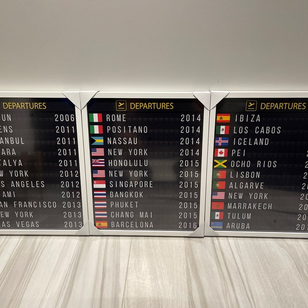 Airport Flight Board With Flags, Printed Version - Frame Not Included ...