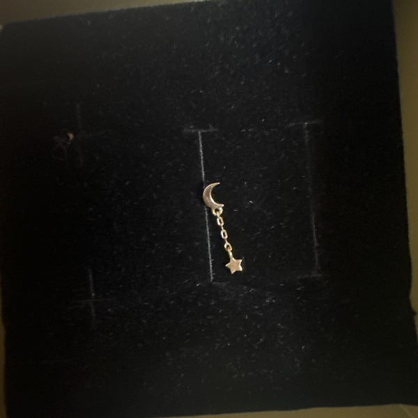 14K Solid Gold Sword Dangle Marquise Internal Threaded Stud Cartilage ...