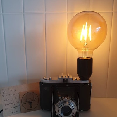 Vintage Tennis Racket Lamp, Quirky Upcycled Sports Light, LED String ...