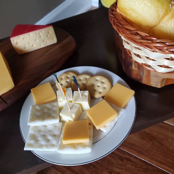 Cheddar Cheese Slices and Saltine Crackers Wax 4 Each Fake Food Photo ...