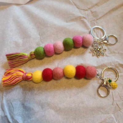 Bohemian Style Wooden Bead Keychain, Boho Keychain, Bead Keychain, Wood ...