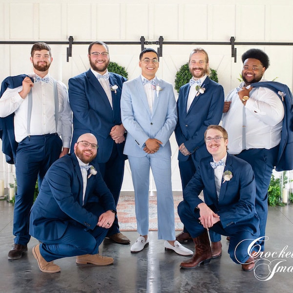 Dusty Blue Bow Tie & Suspenders, Ring Bearer Outfit, Ring Bearer Gift ...