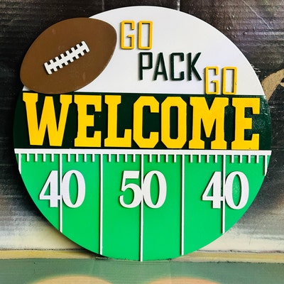 Welcome Football, Digital Download, Round Door Hanger Svg, Glowforge ...