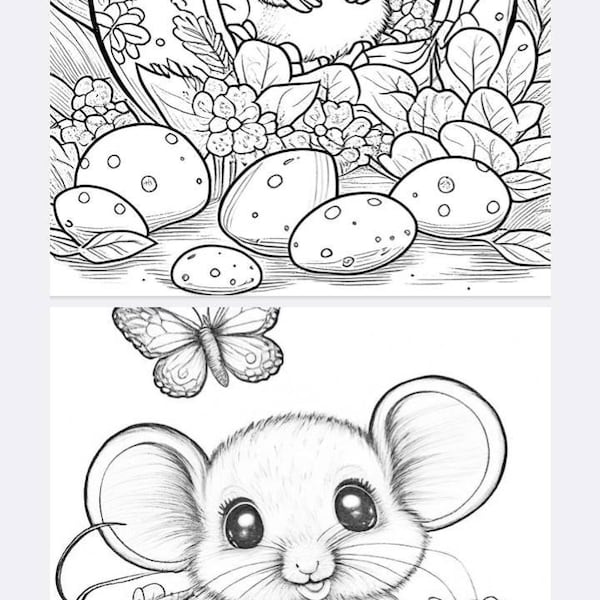 Fairytale Mice Coloring Book, Adults Kids Instant Download -grayscale ...