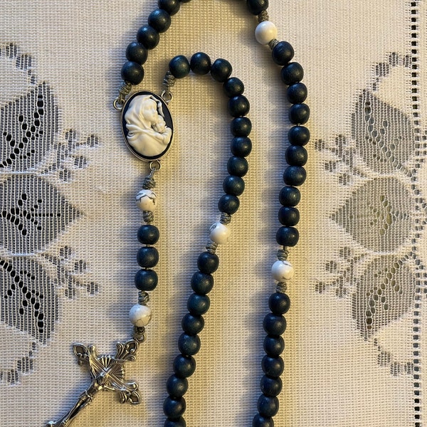 Purple Lent Rosary By Refuge Rosaries With Wood Beads Rose Quartz