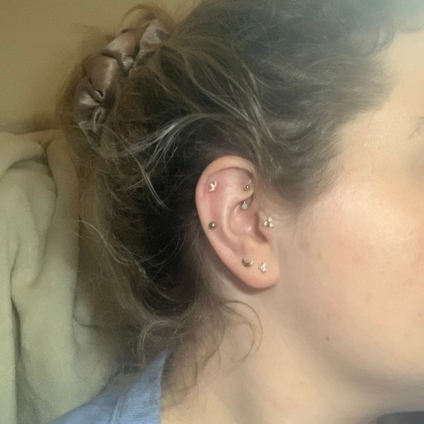 14k Solid Gold Rook Piercing,daith Piercing,eyebrow Opal(3mm) Curved ...