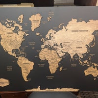 World Map Push Pin Wall Art With FREE Pins, Cork World Map Board ...
