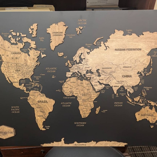 World Map Push Pin Wall Art With FREE Pins, Cork World Map Board ...
