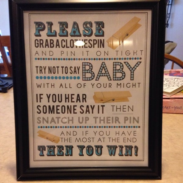 Don't Say Baby Clothespin Game, Printable Baby Shower Games, Baby ...