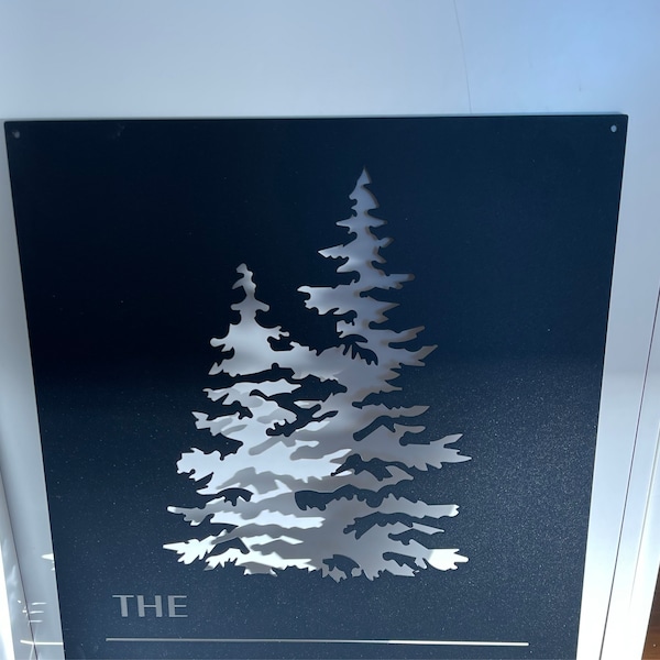 Metal Address Sign With Evergreens, Address Sign With Tree - Etsy