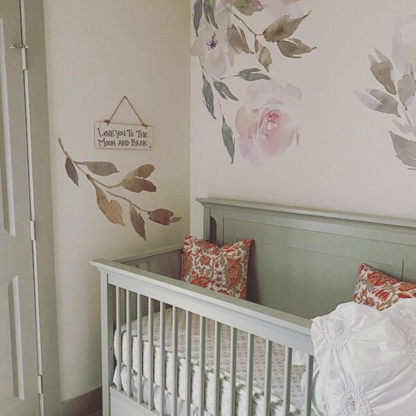 DELANEY Single FLOWERS Blush Pink Nursery Flower Décor Removable Wall ...