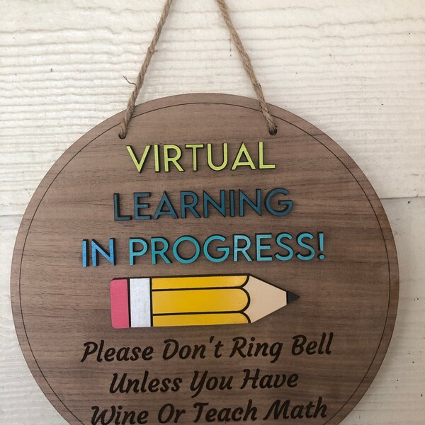 Virtual Learning in Progress Door Sign Homeschool Decor Door Sign Door ...