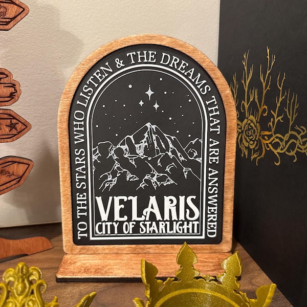 Velaris City of Starlight Acotar Bookshelf Sign Wooden Shelf Sitter ...