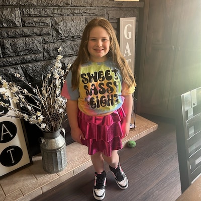 9 is Fine Shirt With Heart Accents Girl's Birthday Tie Dye Solid Color ...