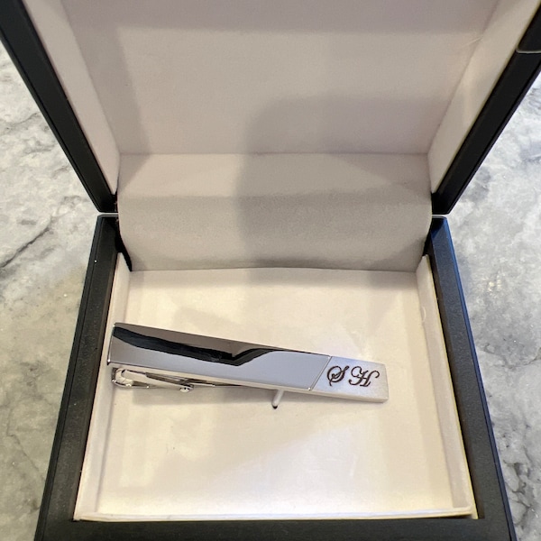 Engraved Tie Clip, Personalized Tie Clip, Custom Tie Clip, Silver Tie ...