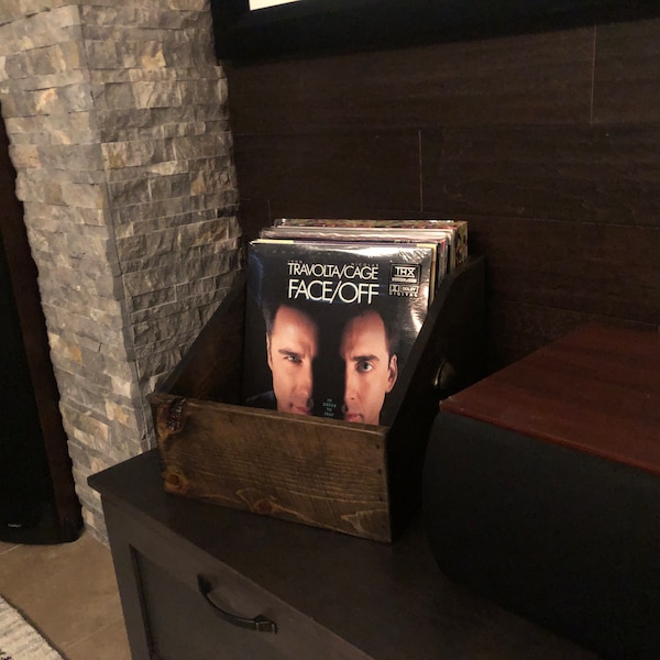 Vinyl Record Storage Box | Reclaimed Wood Album Display Crate | Rustic ...