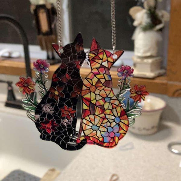 Cat Acrylic Window Hanging, Cat Wall Window Hanging Art Decoration, Cat ...