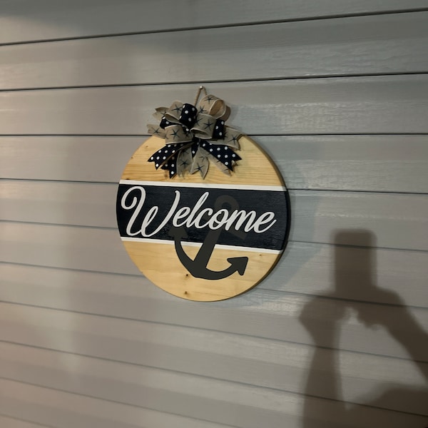 Nautical Welcome Sign. Coastal Beach House Door Decor. Boat House Decor ...