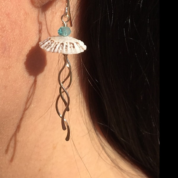 Opihi Shell Earrings, Hawaiian Shell Dangle Earrings, Jellyfish ...