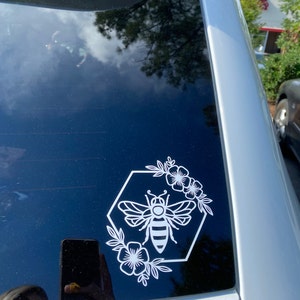 Bee With Flowers Car Decal Floral Honey Bee - Etsy