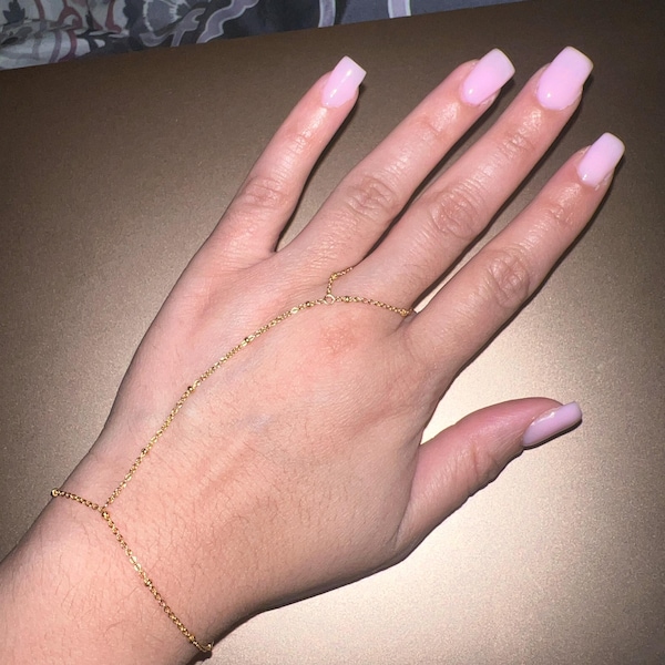 Beaded Hand Chain Bracelet by Caitlyn Minimalist • Beaded Hand Jewelry ...