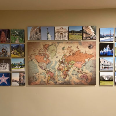 Vintage Push Pin World Map Personalized World Map Vintage Push Pin ...