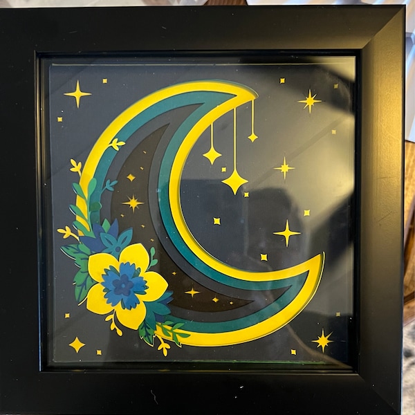 3D Moon Welcome Shadow Box, Floral Svg, 3D Mandala, Flower Shadow Box ...