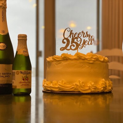 Cheers to 25 Years Cake Topper, 25th Anniversary Cake Topper, 25th ...