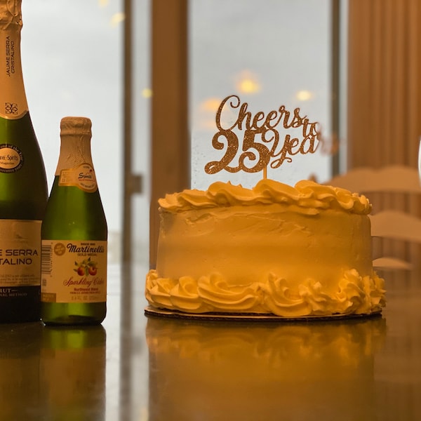 Cheers to 25 Years Cake Topper, 25th Anniversary Cake Topper, 25th ...