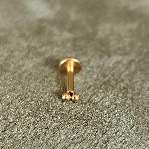 20G/18G/16G 2or3 Ball Push Pin Labret • Threadless Flat Back Earring ...