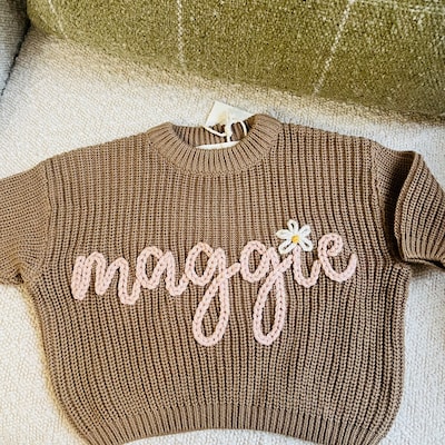 Personalized Hand Embroidered Name With One Flower Baby and Toddler ...
