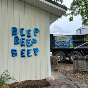 BEEP BEEP BEEP Letter Balloons 1st Birthday Banner Little Blue Truck ...