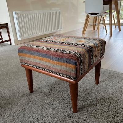 Round Pouf Stool, Bedroom Pouf, Footstool Ottoman, Tufted Stool, Piano ...